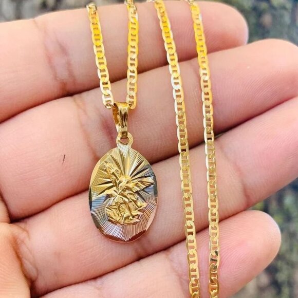 Prime Jewelry 269 | Jewelry | Cz 4k Saint Michael Necklace Pendant Gf ...